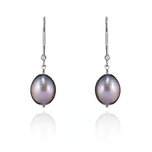 KAIZARIN Grey / Silver Dark Grey Pearl Earrings - Grey/silver