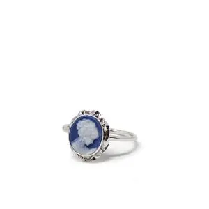 VINTOUCH ITALY Blue / Silver Blue Mini Cameo Stacking Ring - Blue/silver