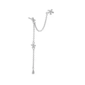 LUCY QUARTERMAINE Solid Sterling Splash Double Post Earring With Drop - Silver