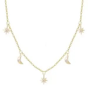 KAMARIA Moon & Stars Celestial Layering Necklace - Gold
