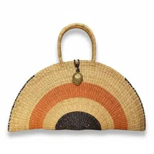 SOKONA Neutrals / Kusana Xtra Half-moon Handwoven Bag Earth Arc - Orange