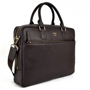 DAVID WEJ Saffiano Leather Briefcase