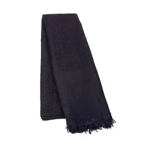 HERITAGEMODA Handmade Dark Navy Linen Scarf - Blue