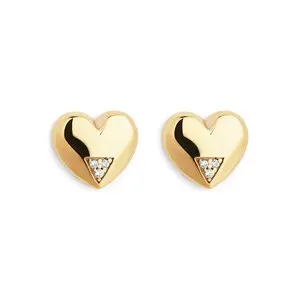 TOOLALLY Art Deco Hearts Studs Vermeil & Cubic Zirconia - Gold