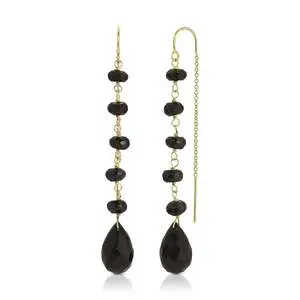 HEATHER HAWKINS Dance For You Threader Earrings Goldfilled Spinel - Black
