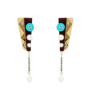 GISSA BICALHO Blue / Yellow Handmade Acrylic Earring Short Inti Nude