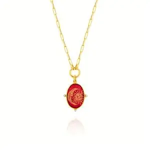 ECE LONDON Gold / Red The Moon And The Sun Iii Necklace - Gold/red