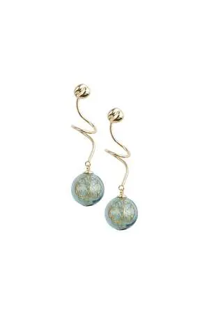 PAISIE Gold / Green Swirl Sphere Earrings In Green And Gold Tone - Gold/green