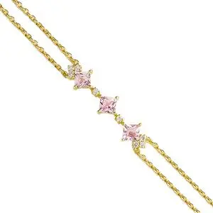 JUVETTI  Gold / White / Pink Forma Gold Bracelet Set With Pink Sapphire & Diamond - Gold/white/pink