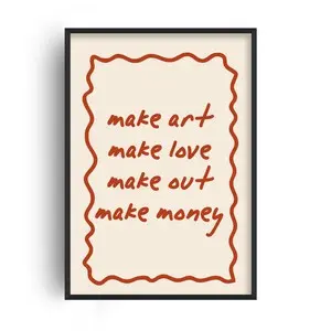 FANCLUB Neutrals / Make Art Retro Handwritten Quote Indie Art Print - Red