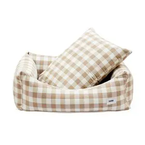 CAFIDE Neutrals Vichy Dog Bed, Snozy - Beige