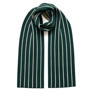 INGMARSON Green / White Thin Stripe Wool & Cashmere Scarf Teal - Green/white