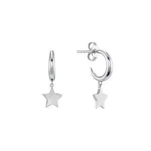 AUREE JEWELLERY Alta Moon Hoop Earrings With Star Drops - Silver