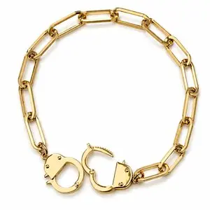 JAGGED HALO JEWELRY Love Bond Handcuff Chain Anklet Stainless Steel Plating - Gold