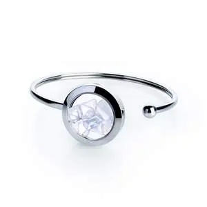 MY LITTLE NATURE Handmade Opal Crystal Cuff Bracelet - Silver
