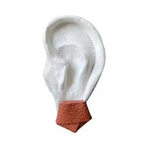 LONDON ATELIER BYPRODUCT Origami Grainy Rust Leather Stud Earrings - Brown