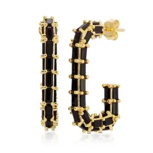 NATIVE GEM Glam Hoop Earrings - Black