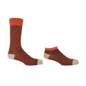 PEPER HAROW - MADE IN ENGLAND Peper Harow Lux Taylor Patterned Crew & Trainer Socks Bundle - Orange