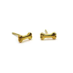 VICSTONENYC FINE JEWELRY 14k Dog Bone Yellow Solid Stud Earrings - Gold