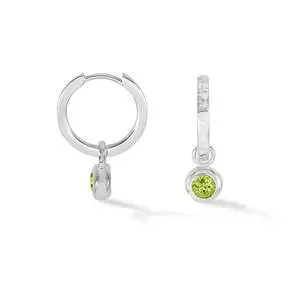 DOWER & HALL Silver / Green Peridot Hammered Huggie Hoops In Sterling Silver - Silver/green