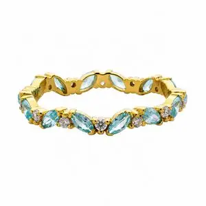 BELINDA JEWELZ Blue / Gold Aquamarine Marquise Birthstone Infinity Ring - Blue/gold