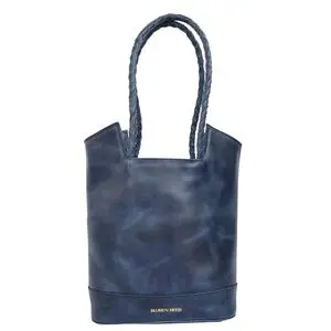 LAUREN REED CO The Car Leather Tote Bag Marine Navy - Blue