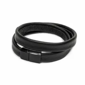WAIWAI Double Wrap Leather Bracelet - Black