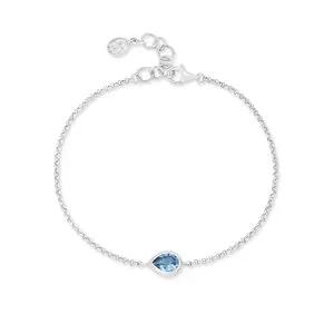 DOWER & HALL Silver / Blue Blue Topaz Pear Chain Bracelet In Sterling Silver