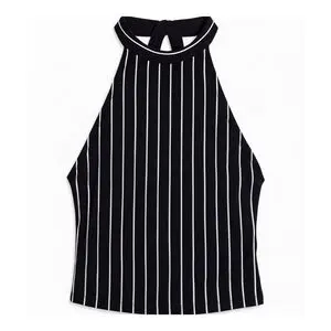 MARIANNE BY MARIE JORDANE Parker And White Striped Backless Halter Top In Upcycled Viscose - Black