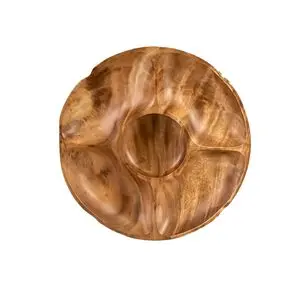 Likhâ Acacia Wood Five-compartt Serving Tray - Brown
