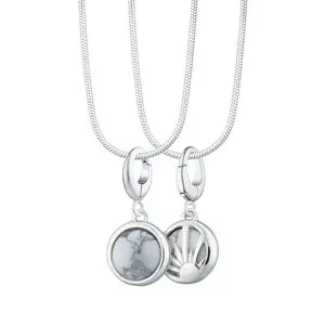 LILY CHARMED Sterling Howlite Healing Stone Necklace With Round Snake Chain Positive Thought Charm Necklace - Silver