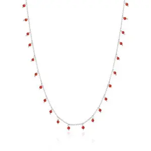 SPERO LONDON Silver / Red Red Coral Beaded Sterling Silver Chain Necklace Silver - Silver/red