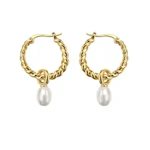 JANUS EDINBURGH Vermeil Pearl Cycles Of Hope Huggie Hoop Detachable Earrings - Gold