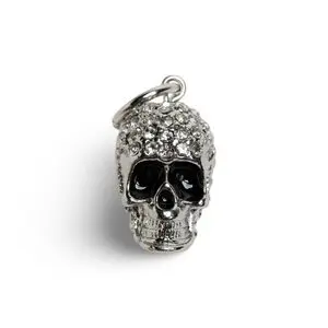 JAGGED HALO JEWELRY Lucy Skull Charm In White Gold - Silver