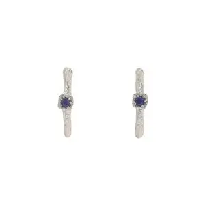 CLAIRE HILL DESIGNS Lapis Lazuli Lichen Branch Medium Hoops - Silver