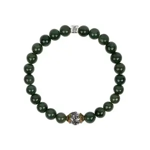 KARMA AND LUCK Green / Silver Jade Mantra Bracelet – Balance & Positive Energy Gemstone Jewelry – Tranquil Spirit - Green/silver