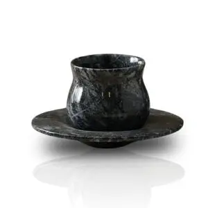 MARLETH Handmade Marble Espresso Cup With Matching Saucer - Black