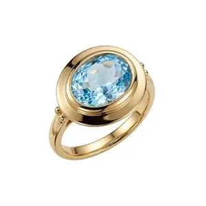 DAINTY LONDON Solid Gold Contemporary Topaz Ring Avery Ring - Blue