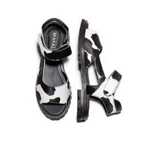 MAFALDA Black / White Eduarda Black & White Cow Print Sandals - Black/white