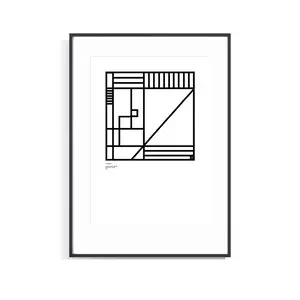 Curiosity Snug Numerology Series – Abstract Lines Number Seven- Limited Edition Print - Black