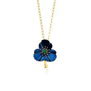 MILOU JEWELRY Navy Three-leafed Clover Necklace - Blue