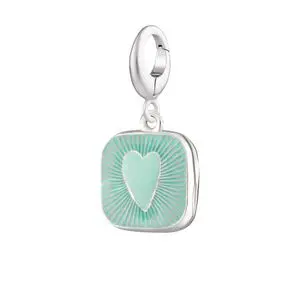 LILY CHARMED Silver / Blue Sterling Silver Turquoise Heart Locket Charm - Silver/blue