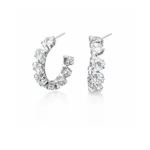 MAISON DE GALA Multi-cut Crystal Hoop Earrings - Silver