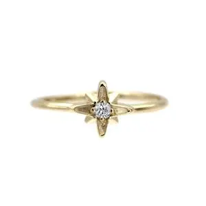 VICSTONENYC FINE JEWELRY 14k North Star April Birthstone Natural Diamond Ring - Gold