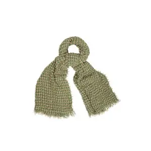 Saachi Crinkle Plaid Turquoise Scarf - Green