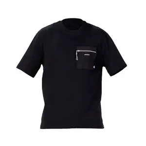 SMART AND JOY Zipper On Pocket T-shirt - Black