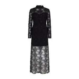 SOUR FIGS Floral Embroidered Sequin Mesh Evening Dress