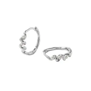 MURU Gaia Pearl Hoops - Silver