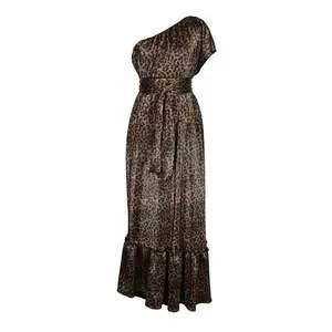 JENNAFER GRACE Panther Slink One Shoulder Maxi Dress - Brown