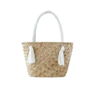 Likhâ Oat Large Classic Tote Bag With Braided Handles - White